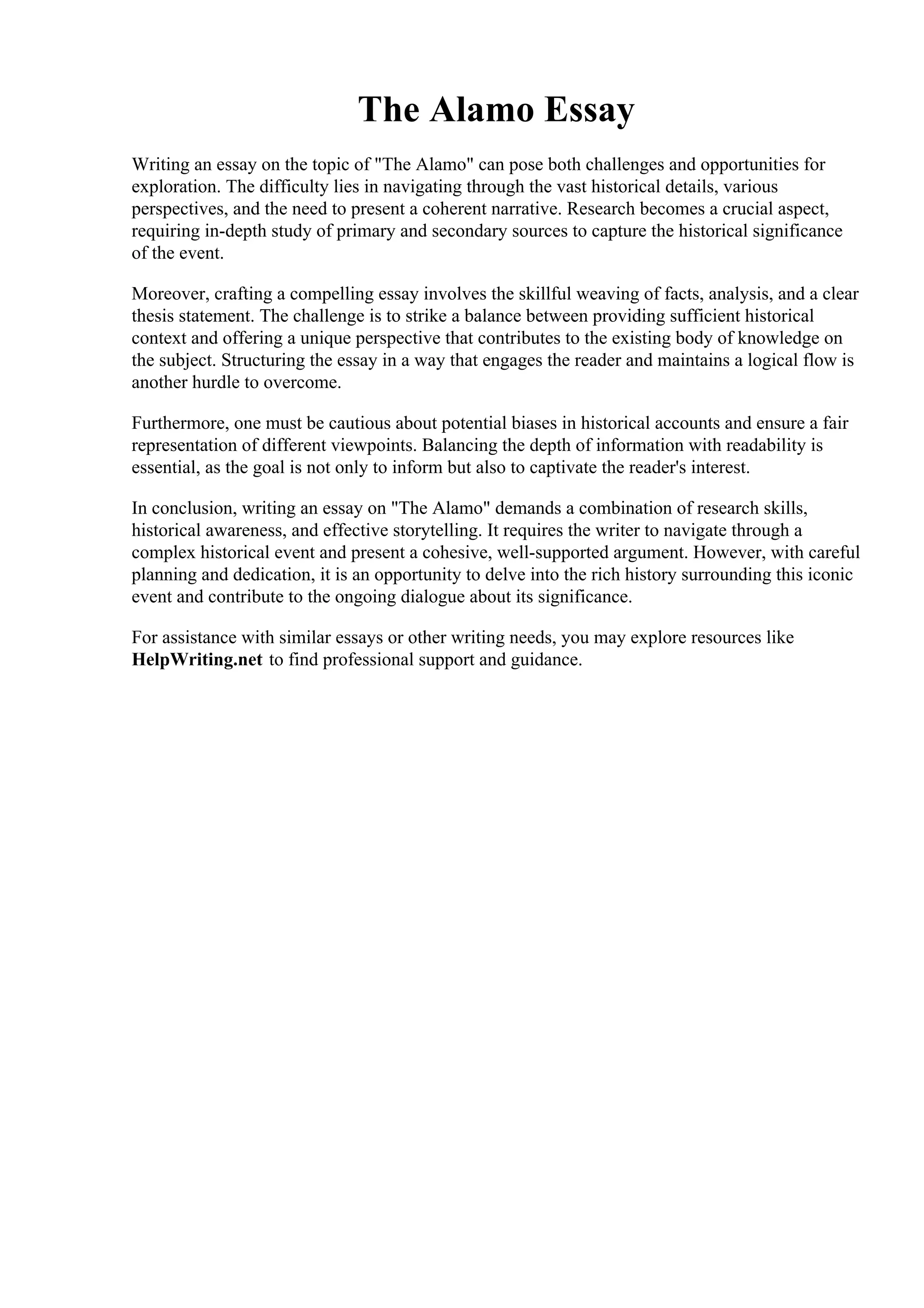 The Alamo Essay | PDF