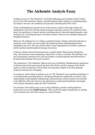 The Alchemist Analysis Essay.pdf