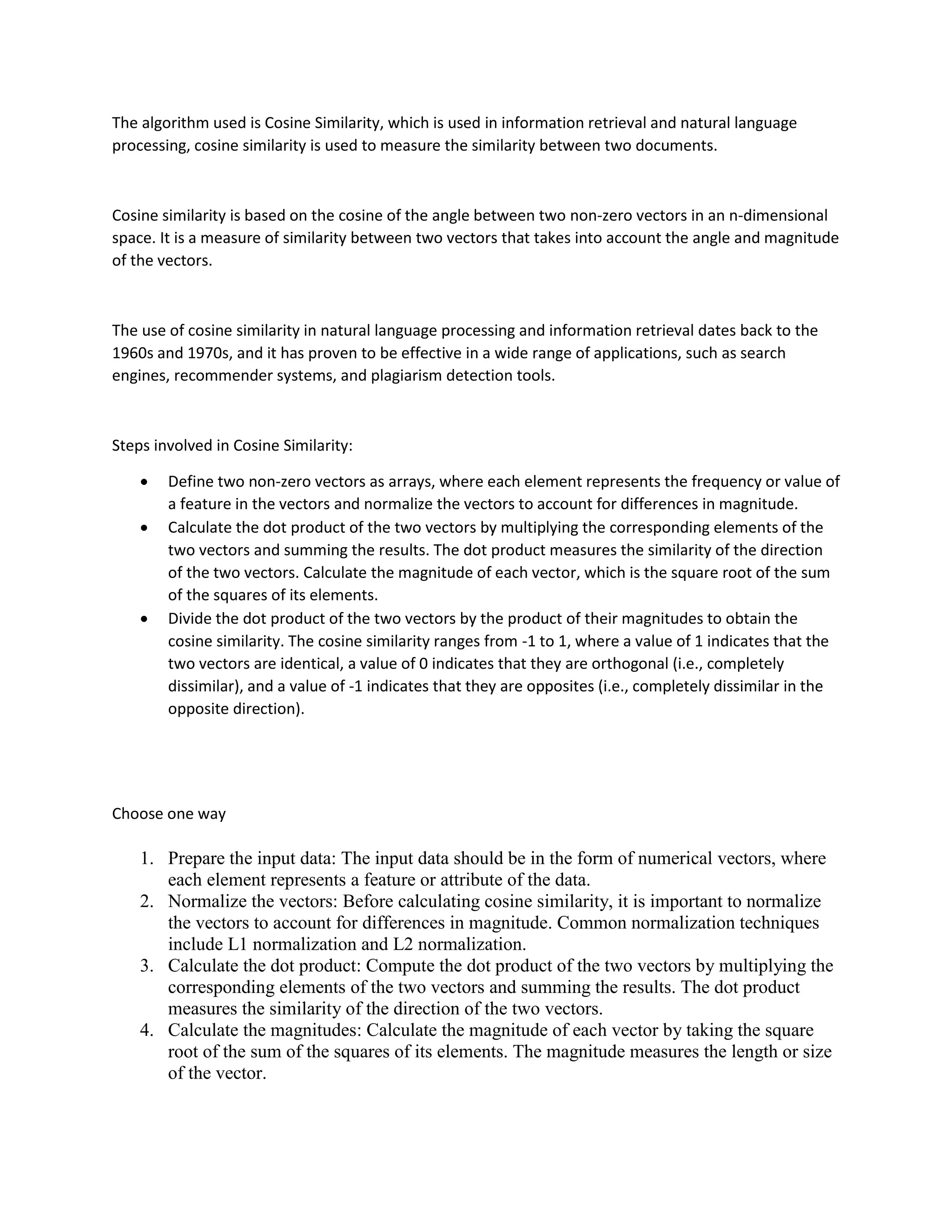 The algorithm used is Cosine Similarity.docx