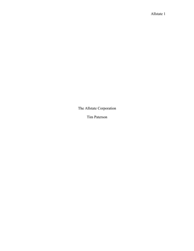The Allstate Corporation Paper | DOC