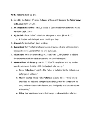 The Amazing Benefits of Knowing God As Your Father! | PDF