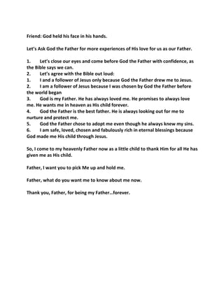 The Amazing Benefits of Knowing God As Your Father! | PDF