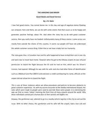 The amazing cab driver | DOCX | Air Travel | Travel Type