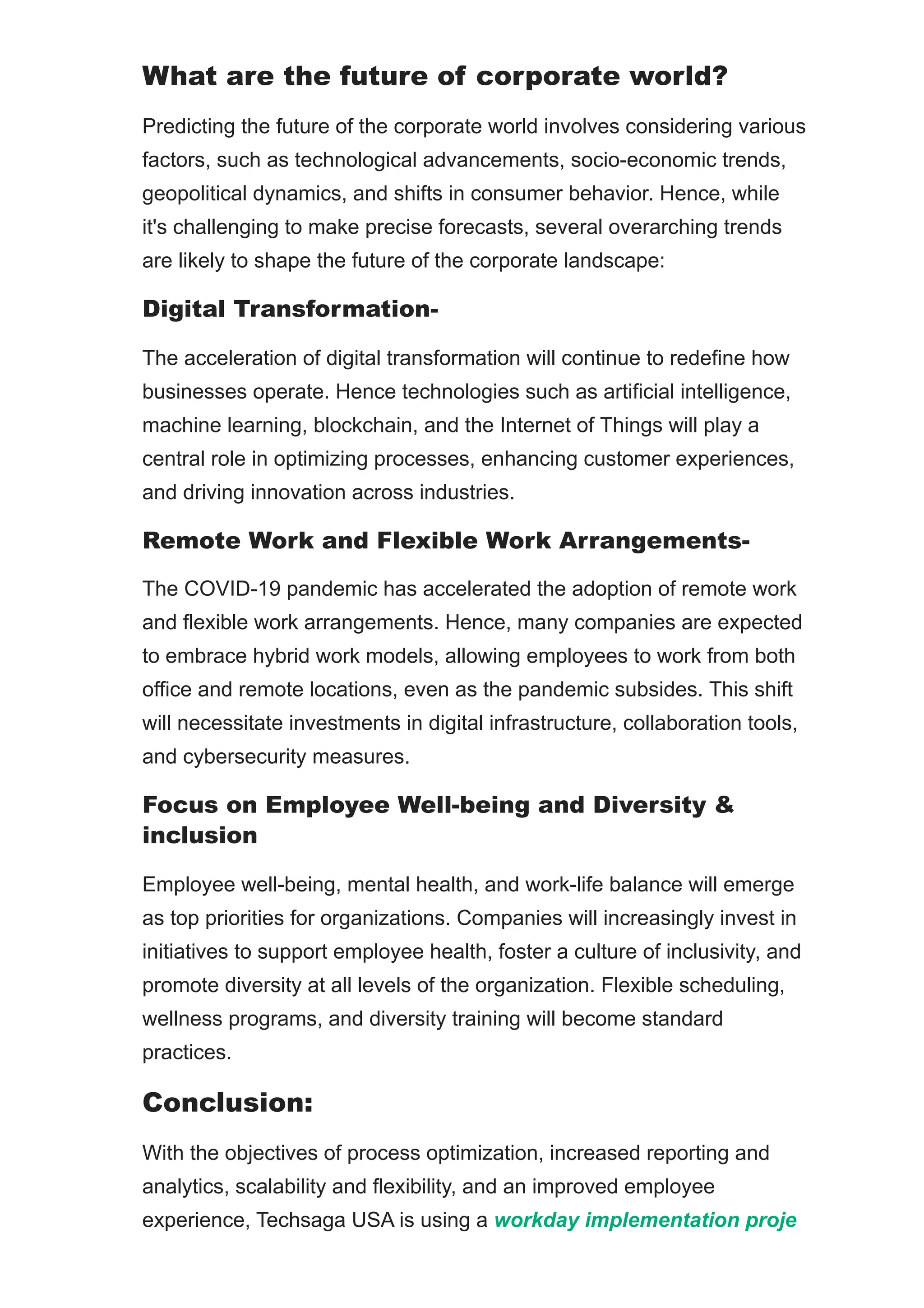 Workday Implementation Project Plan by Techsaga USA | PDF
