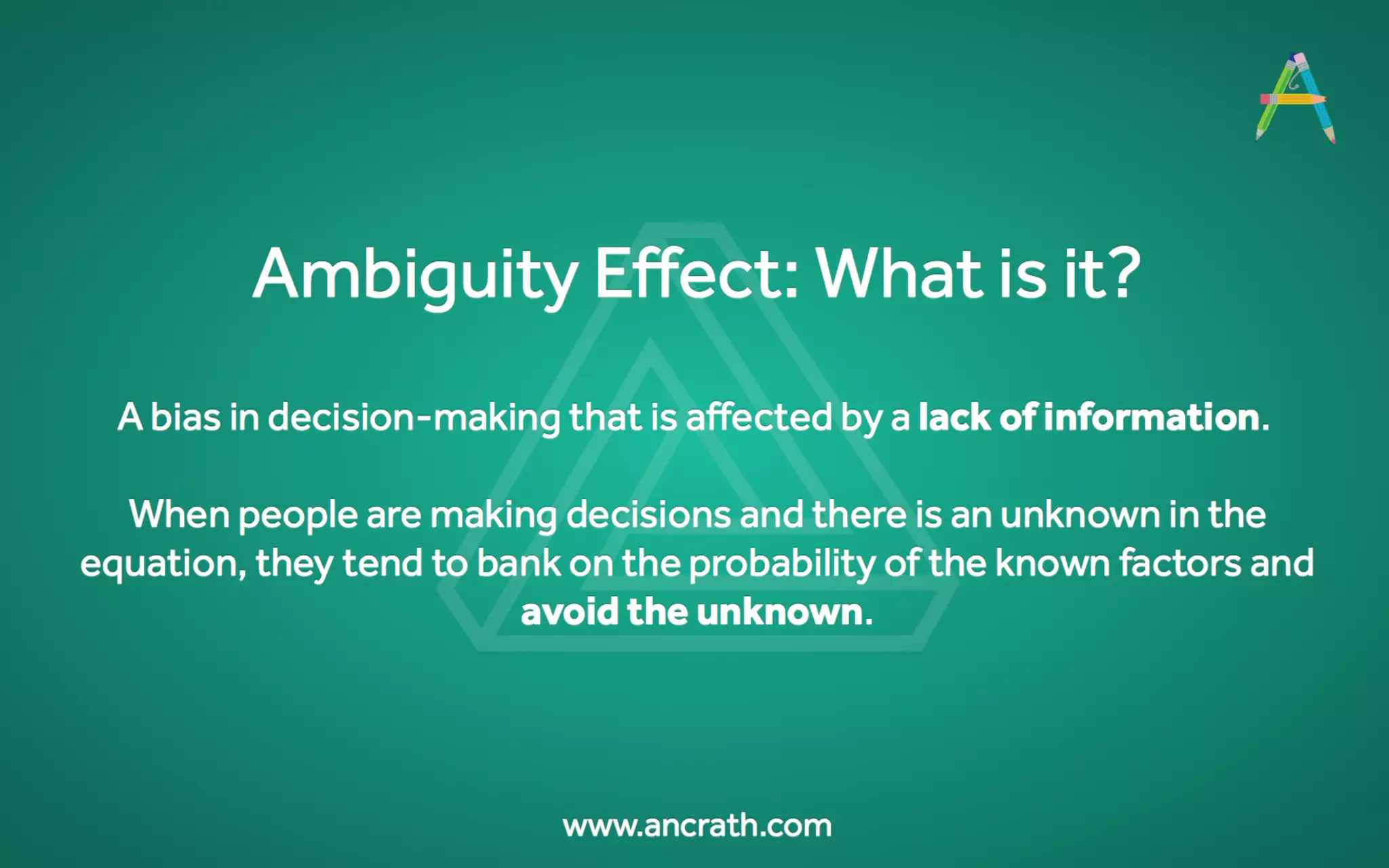 Cognitive Biases: How the Ambiguity Effect will impact your pitch | PPT