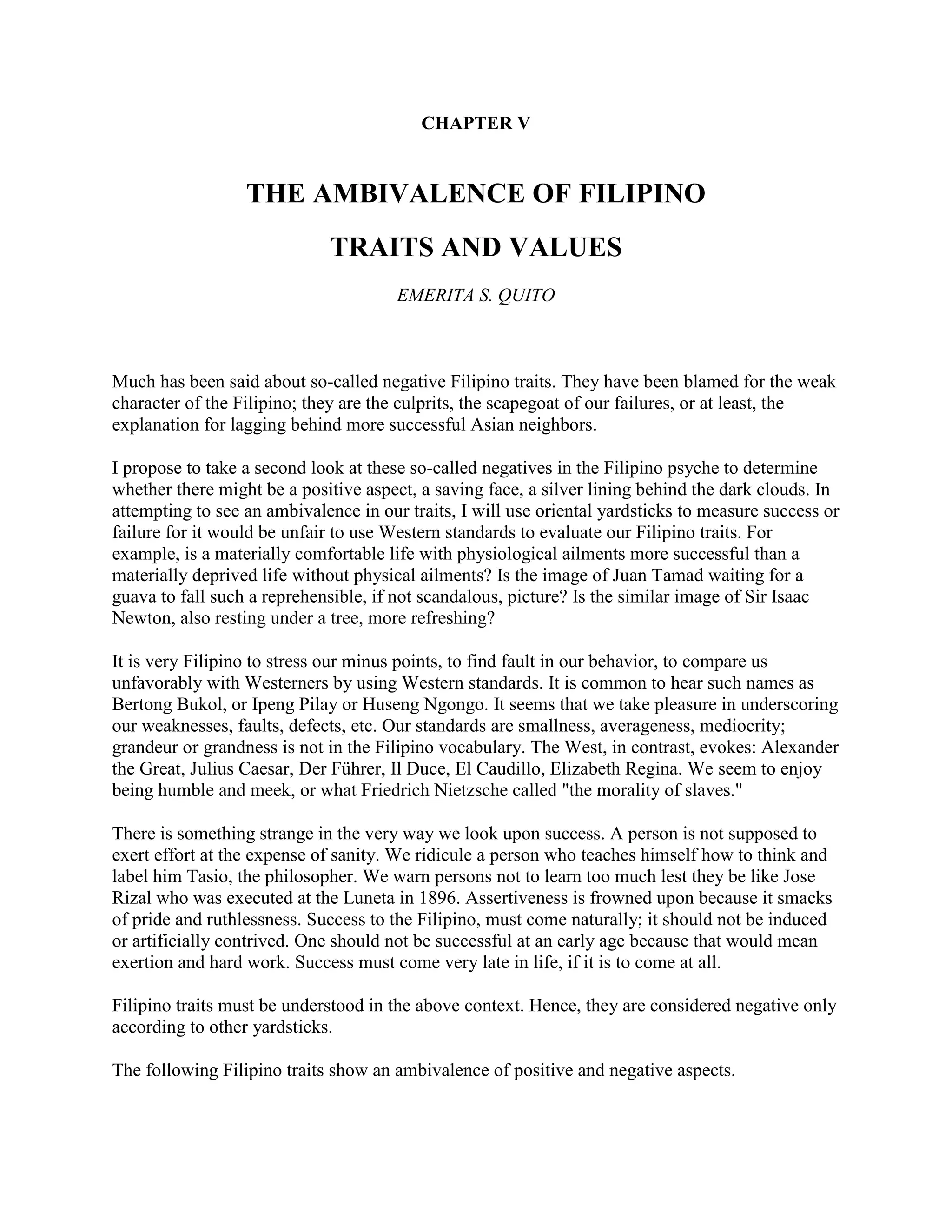 The ambivalence of filipino traits and values | DOCX