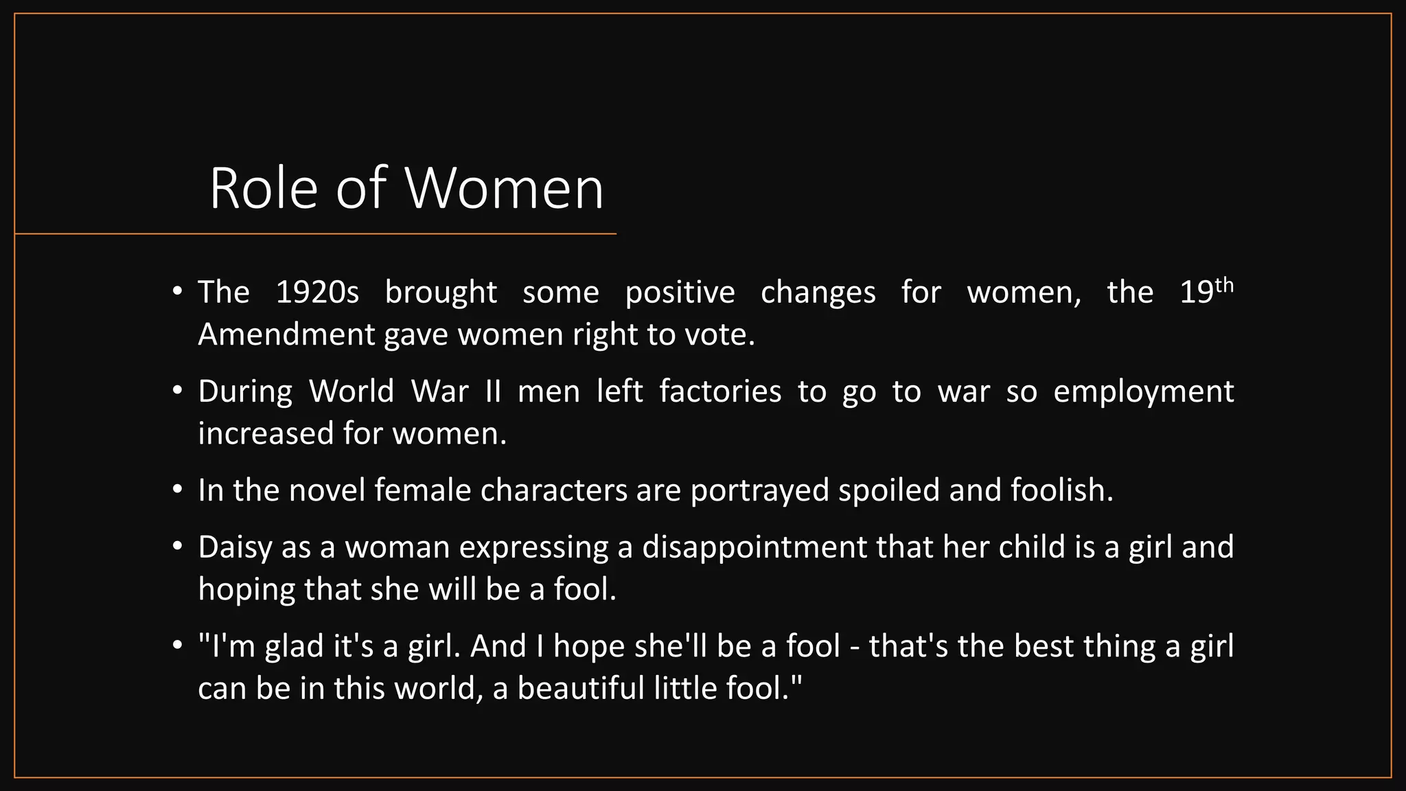 The American Dream and Role of Women In 'The Great Gatsby'.pptx ...