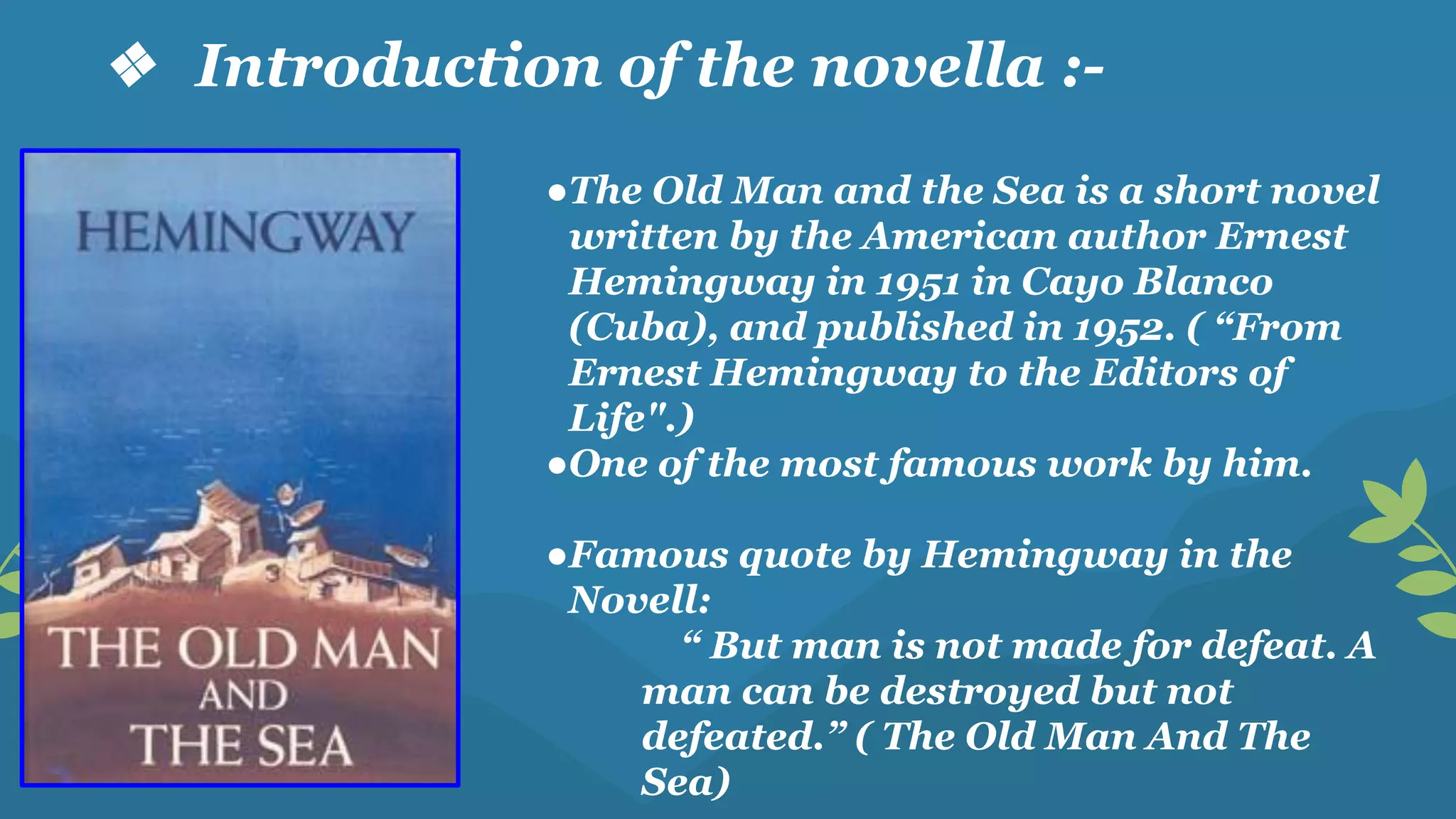 Ecocritical reading of The Old Man And The Sea by Ernest Hemingway | PDF
