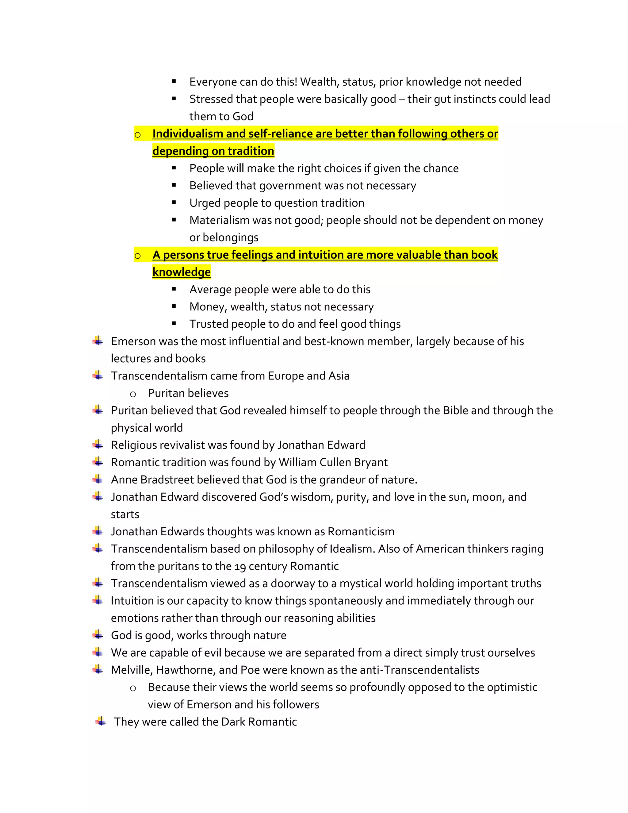 The american renaissance (notes) | DOCX