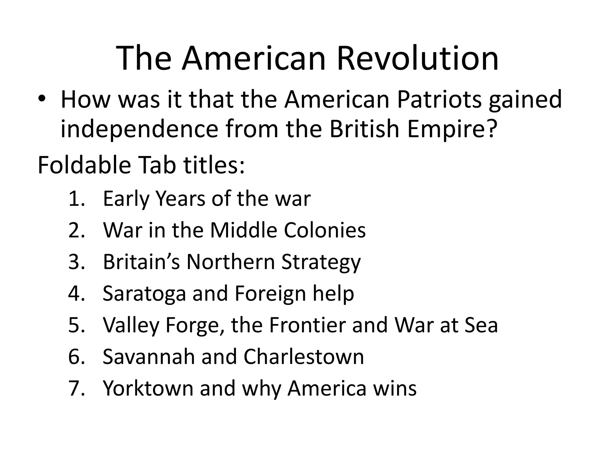 The american revolution battles | PPT