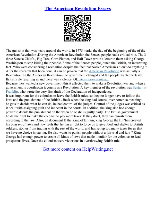 The American Revolution Essay | PDF