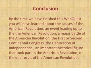 The american revolution web quest | PPT