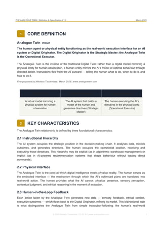 The Analogue Twin — Definition & Specification V1.0 | PDF