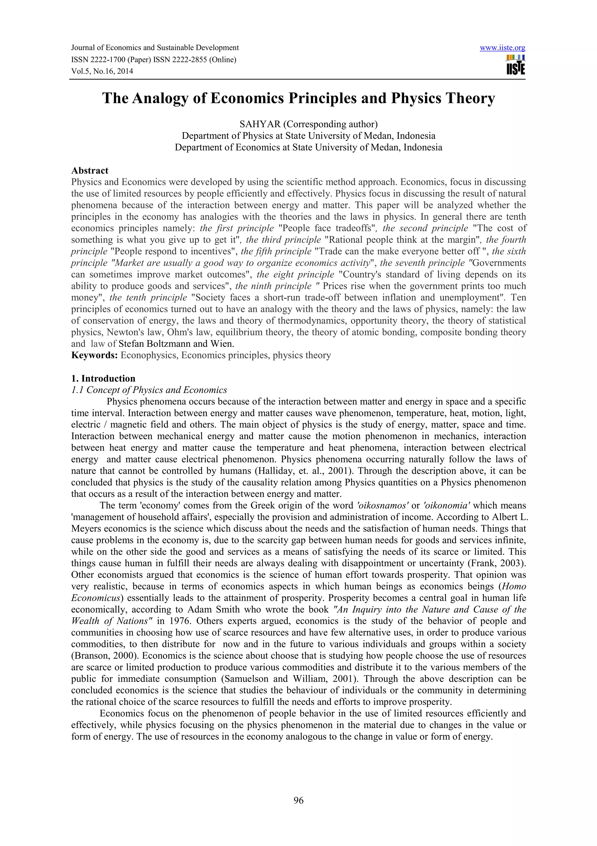 The analogy of economics principles and physics theory | PDF
