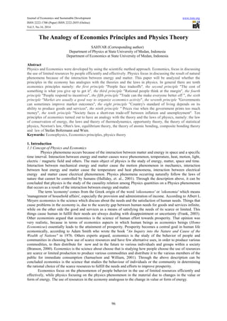 The analogy of economics principles and physics theory | PDF