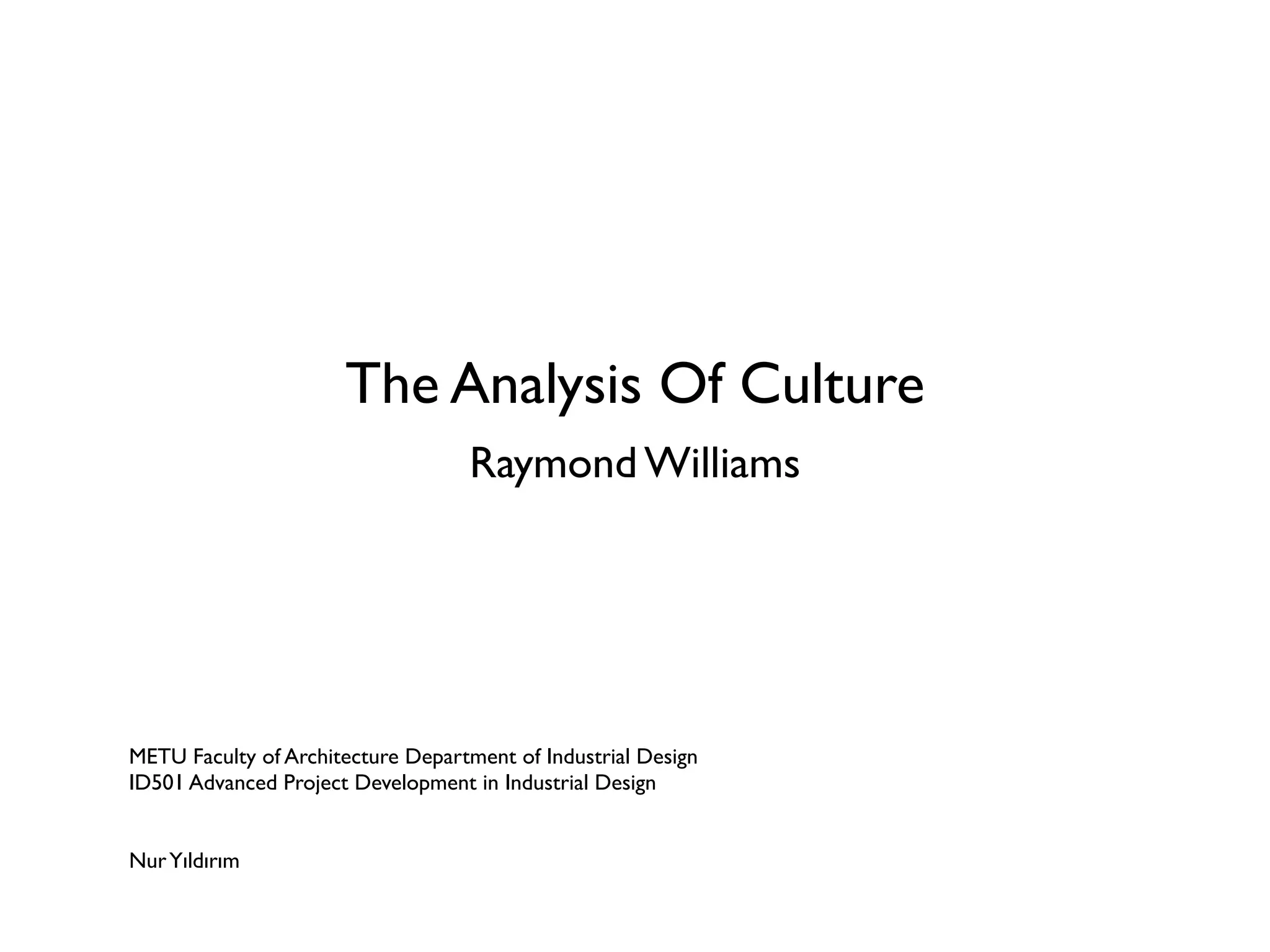 The Analysis of Culture | PDF