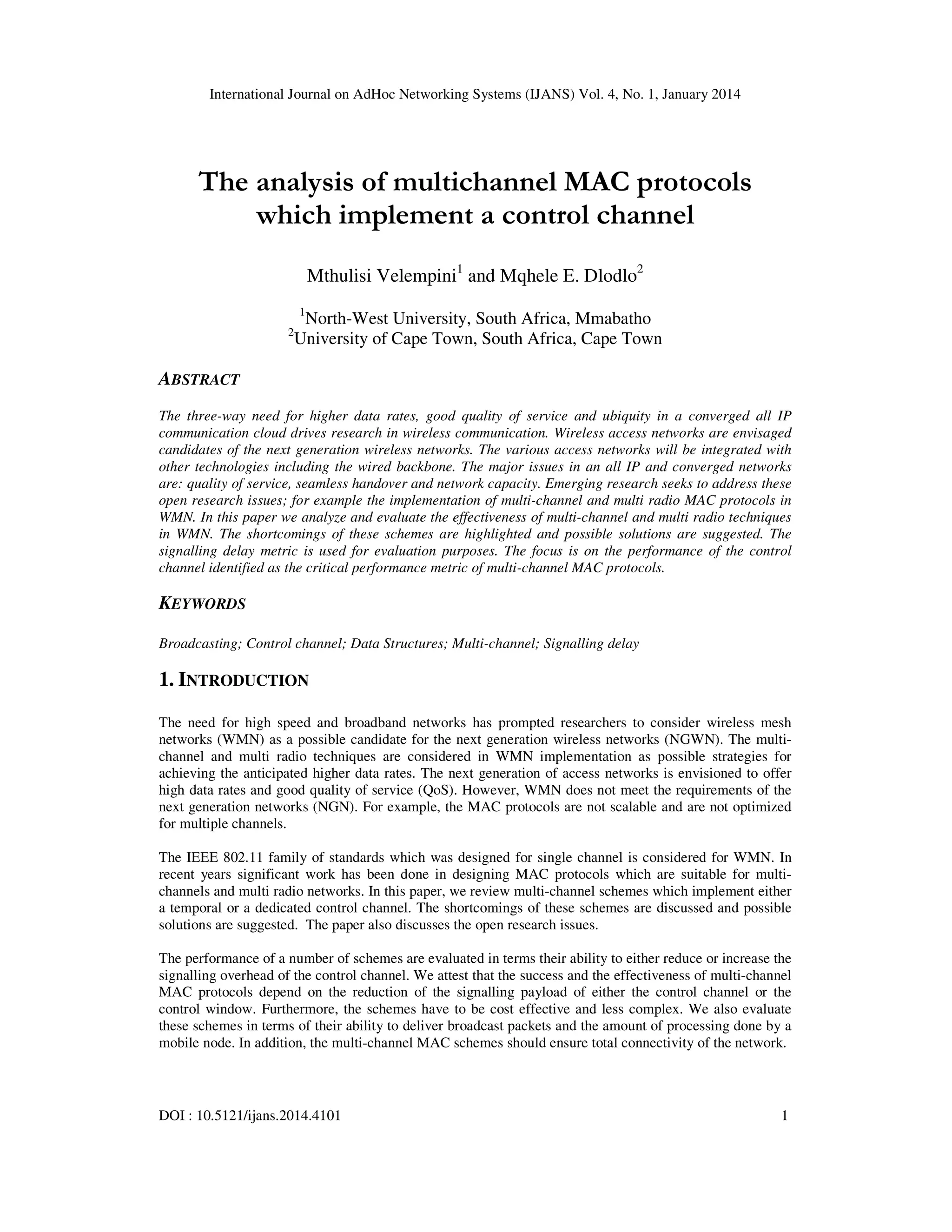 The analysis of multichannel mac protocols | PDF
