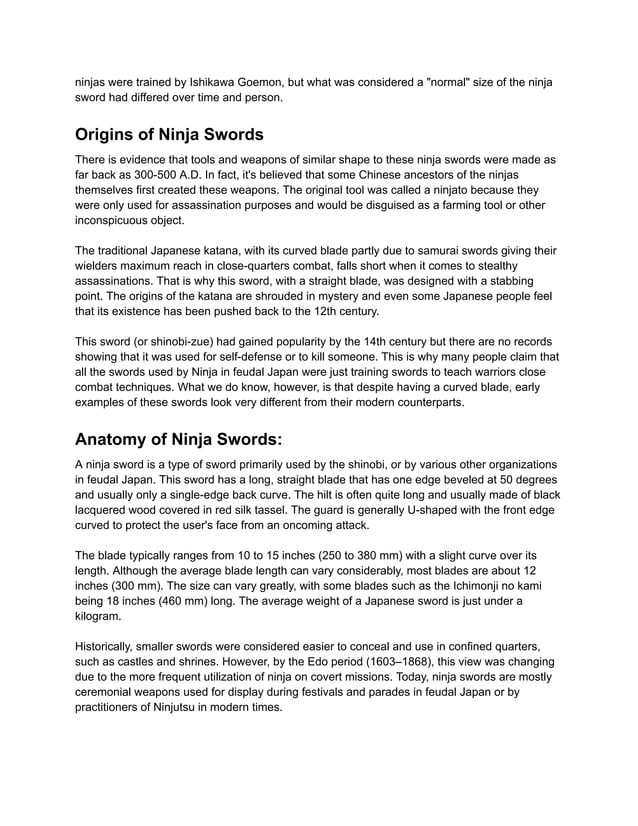 The Anatomy and Characteristics of Ninja Swords. | PDF | Arms ...