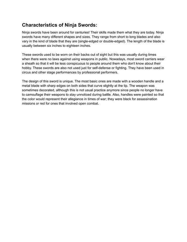 The Anatomy and Characteristics of Ninja Swords. | PDF | Arms ...