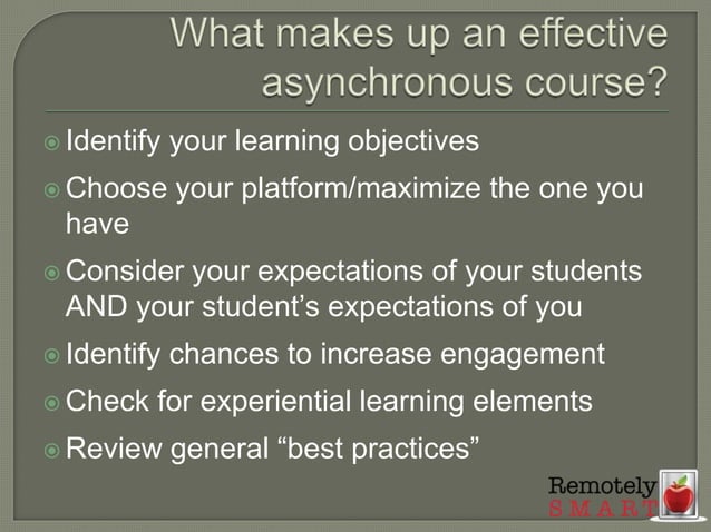 The Anatomy of an Asynchronous Course | PPT
