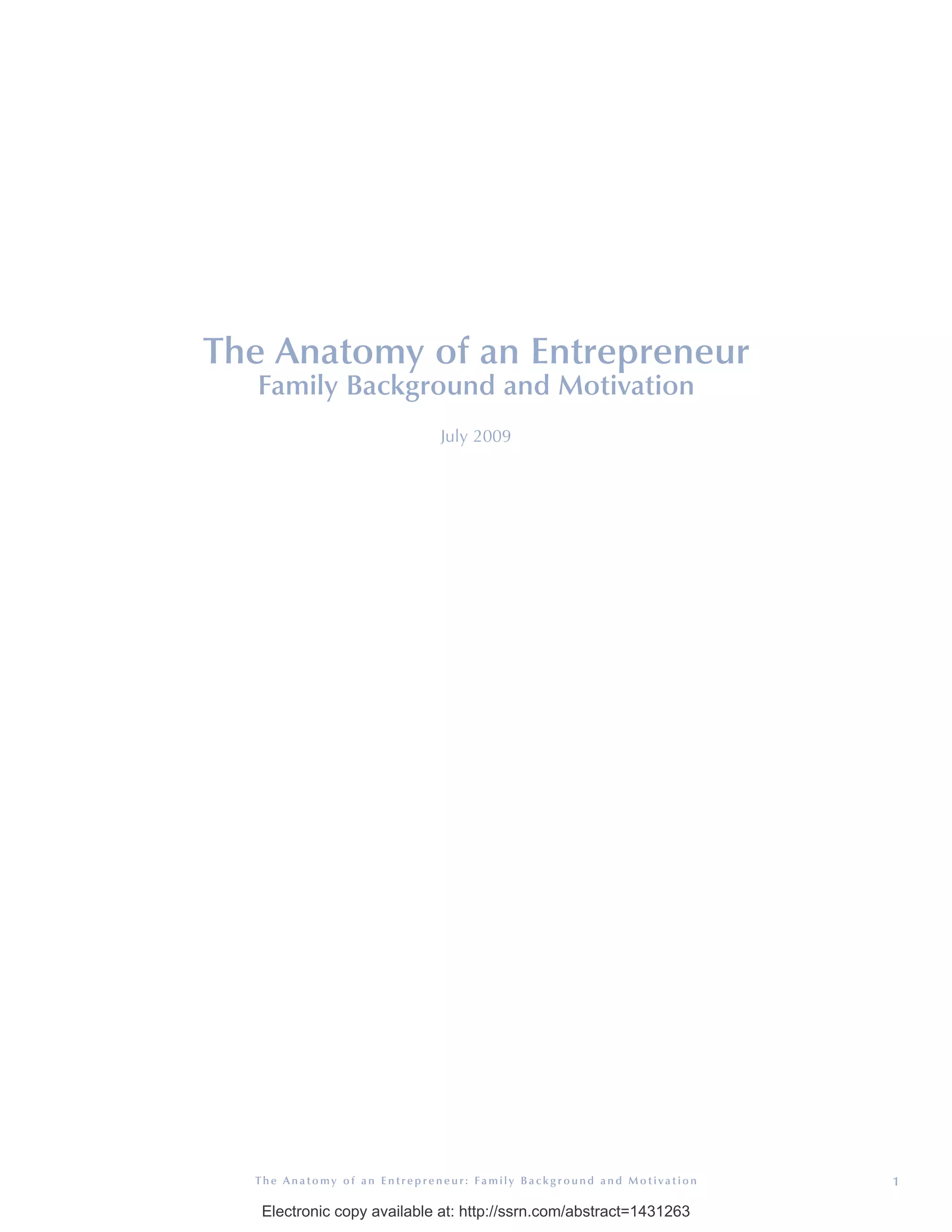 The Anatomy Of An Entrepreneur | PDF