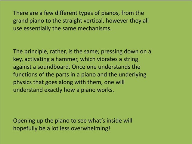 The Anatomy of a Piano: One Minute Lesson | PPTX | Music | Entertainment