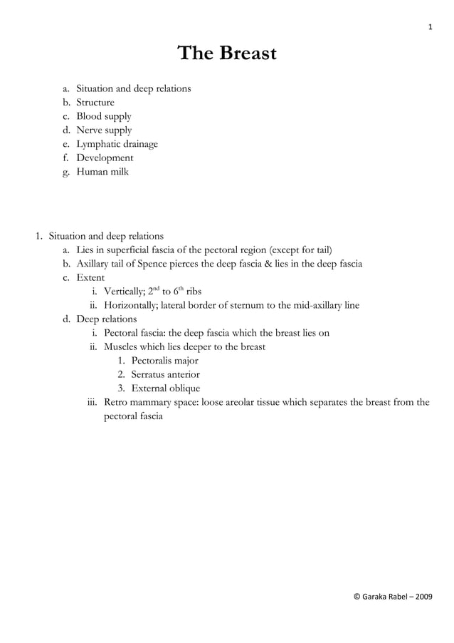 The Anatomy of Breast | DOCX | Medical Health