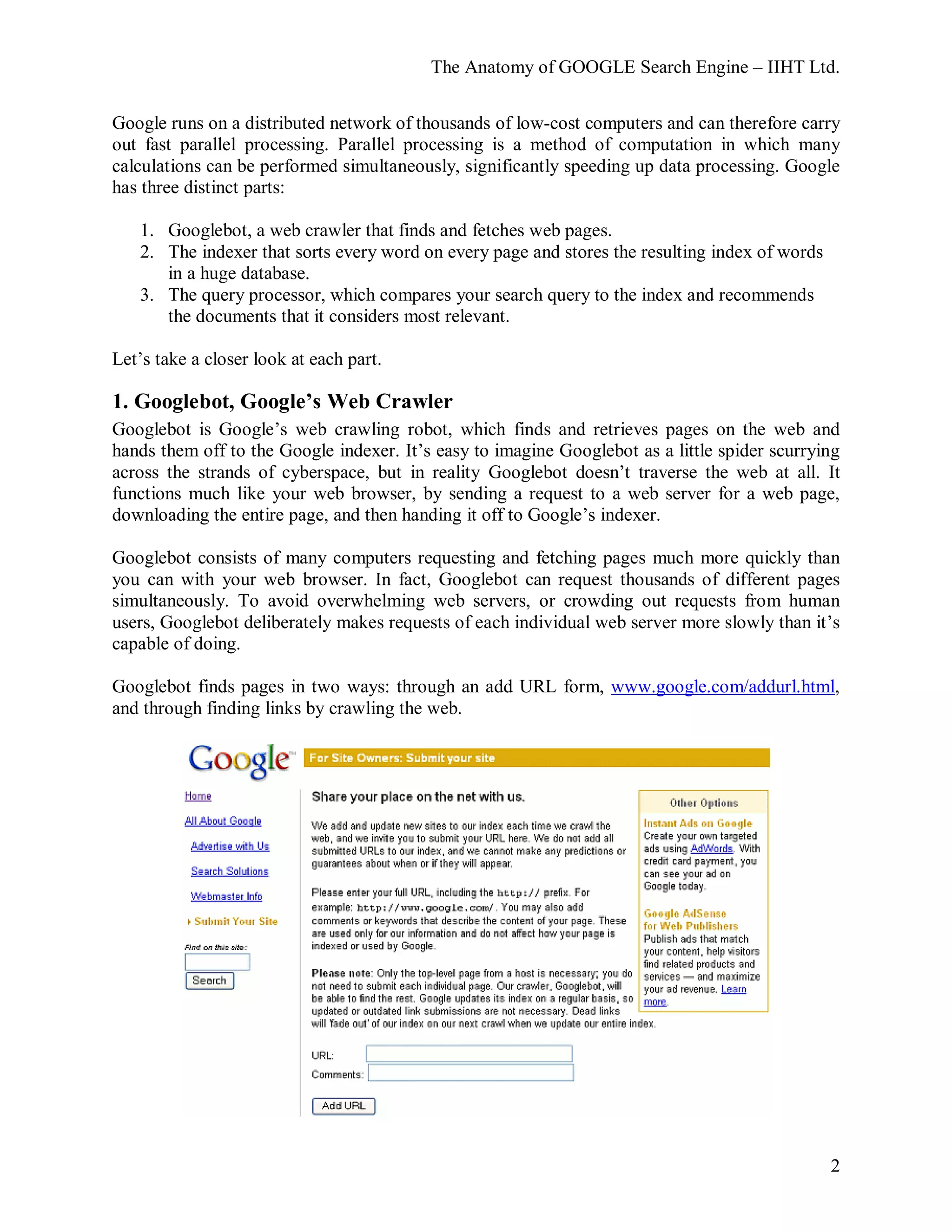 The Anatomy of GOOGLE Search Engine | PDF