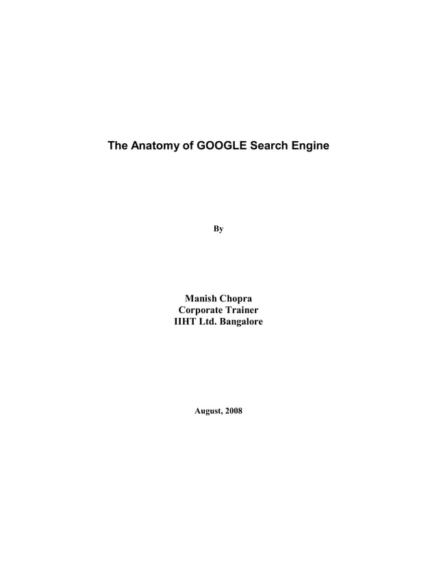 The Anatomy of GOOGLE Search Engine | PDF