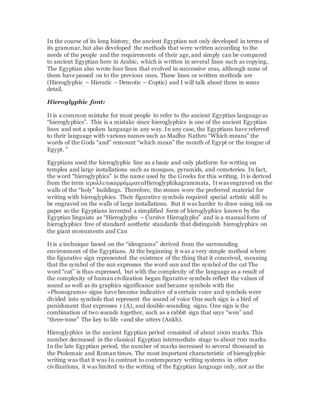The ancient egyptian hieroglyphics language | DOCX