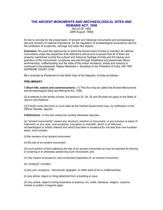 The ancient monuments and archaeological sites and remains act | DOC