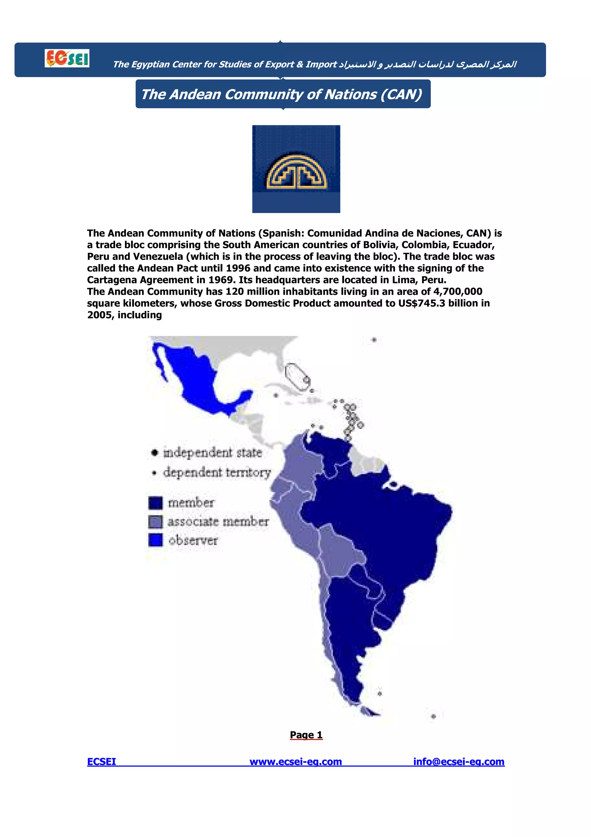 The Andean Community of Nations (CAN) | PDF