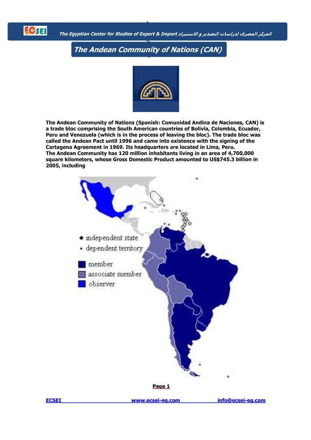 The Andean Community of Nations (CAN) | PDF | South America Travel ...