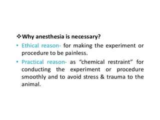 The anesthesia of birds and lab animals | PPTX
