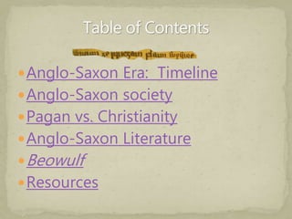 The Anglo-Saxon Age and Beowulf | PPTX