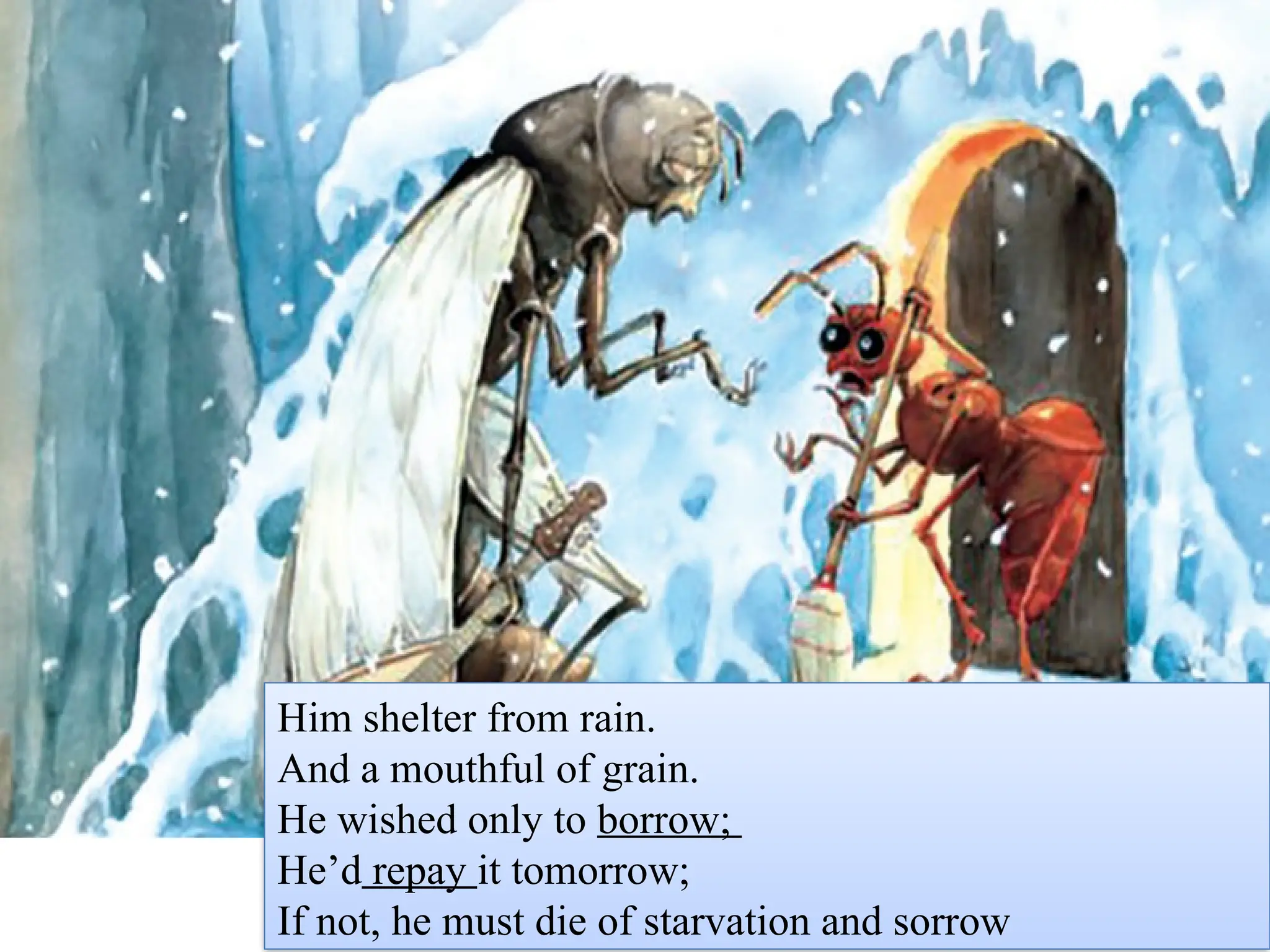 The Ant and the Cricket poem - a fable by Aesop | PPTX