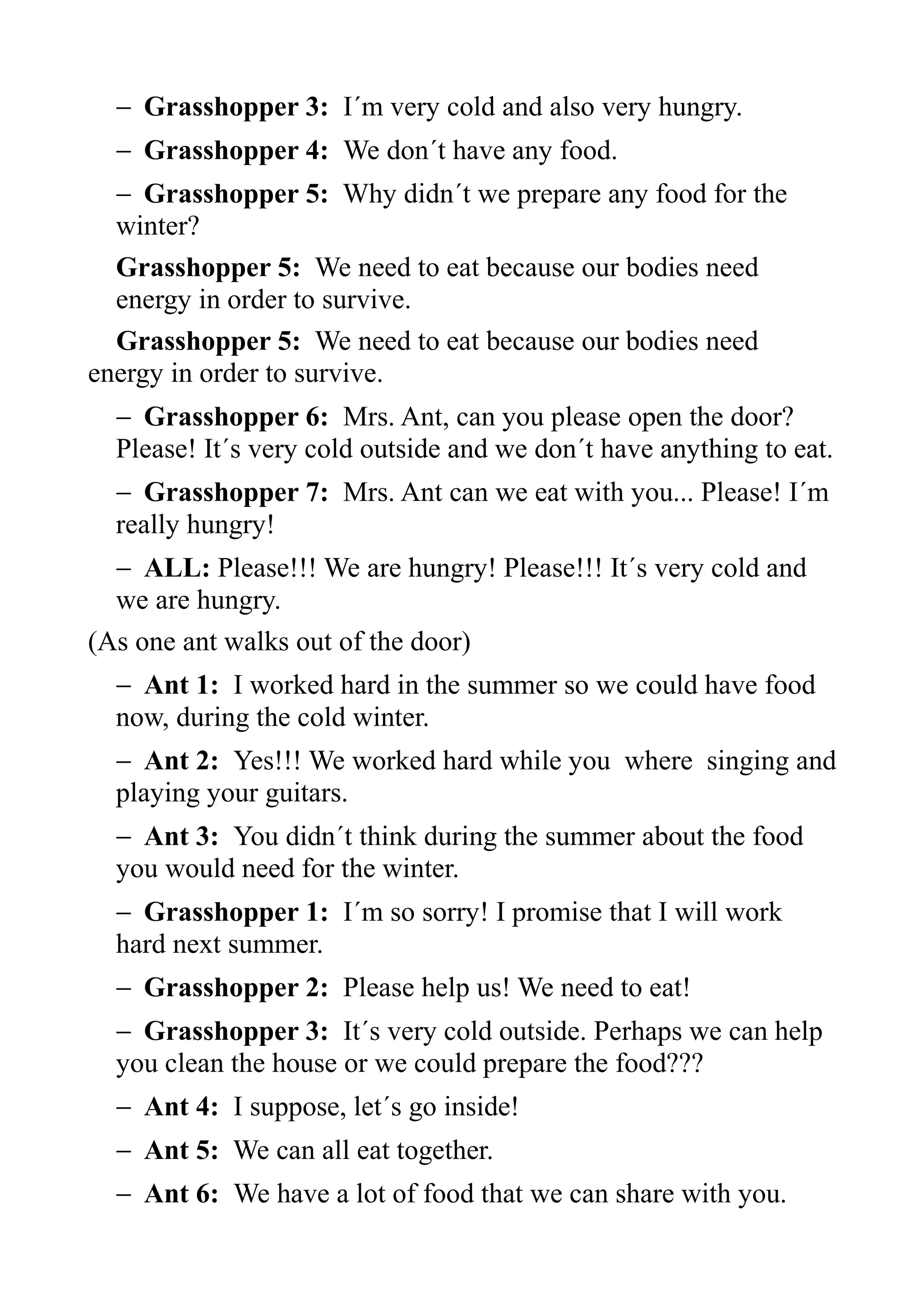The ant and the grasshopper 4ºb | PDF