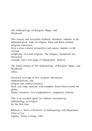 The Anthropology of Religion, Magic, andWitchcraftTh | DOCX