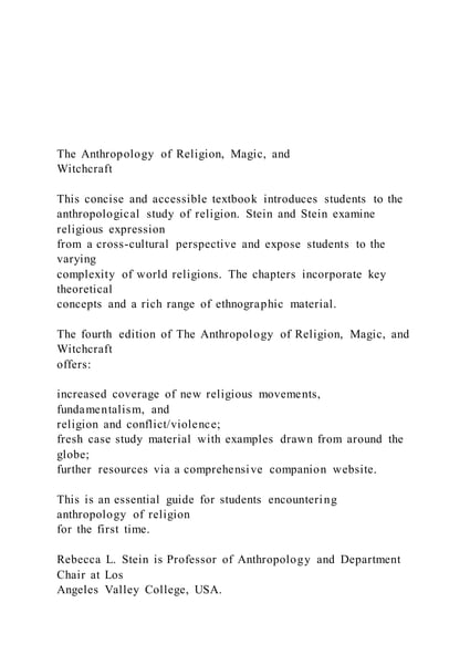 The Anthropology of Religion, Magic, andWitchcraftTh | DOCX
