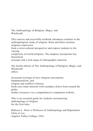 The Anthropology of Religion, Magic, andWitchcraftTh.docx