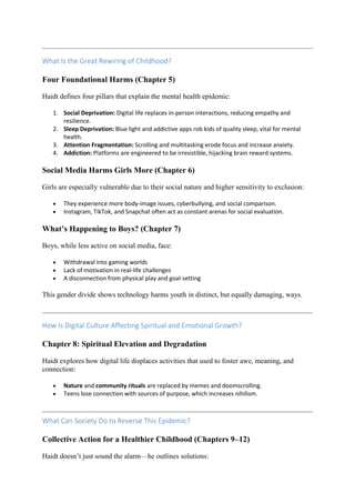 The Anxious Generation Summary: How Digital Upheaval Is Damaging Youth ...