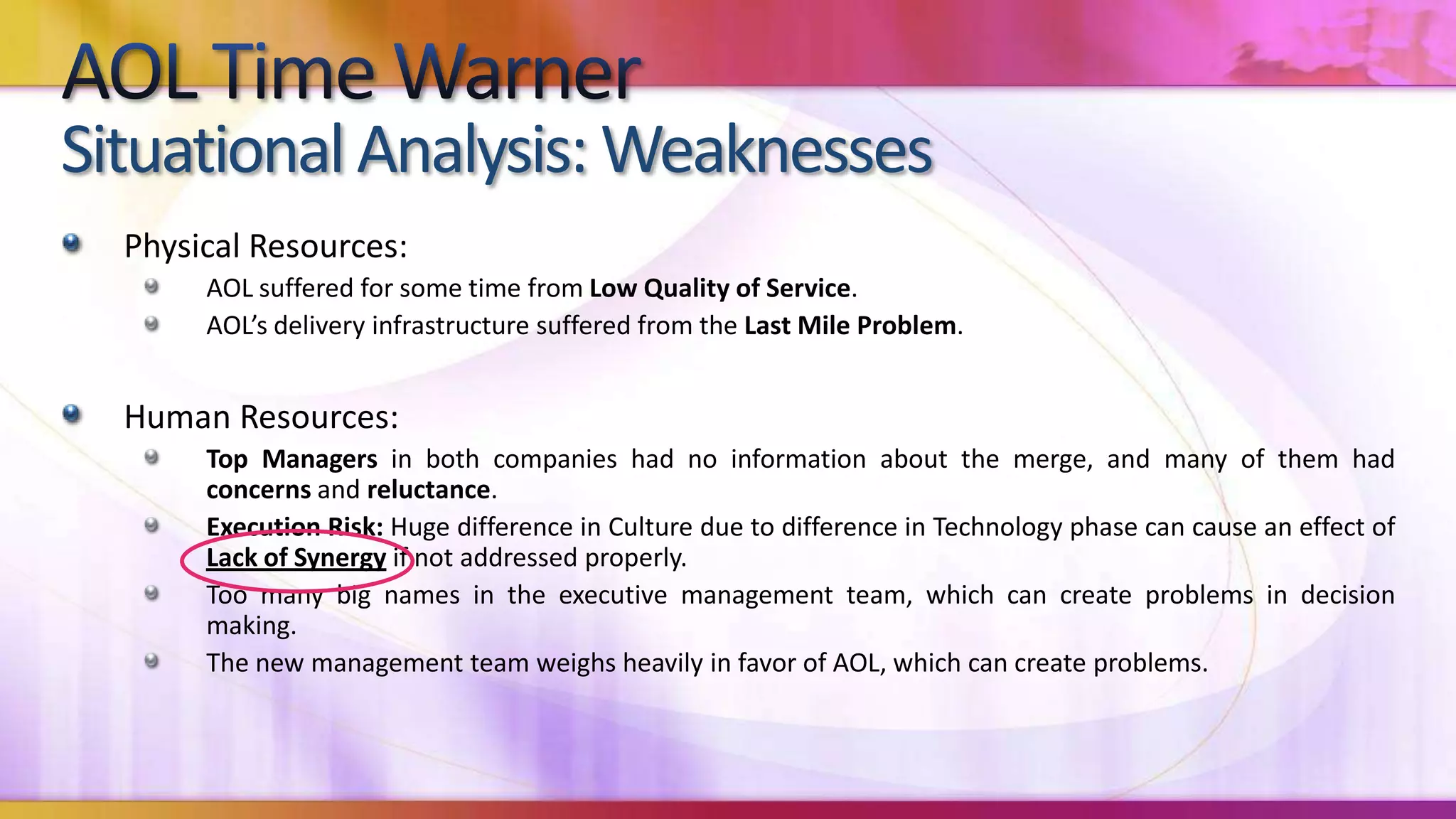 AOL Time Warner Merger Case Study | PPTX