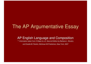 The AP Argumentative Essay | PPT