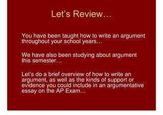 The AP Argumentative Essay | PPT