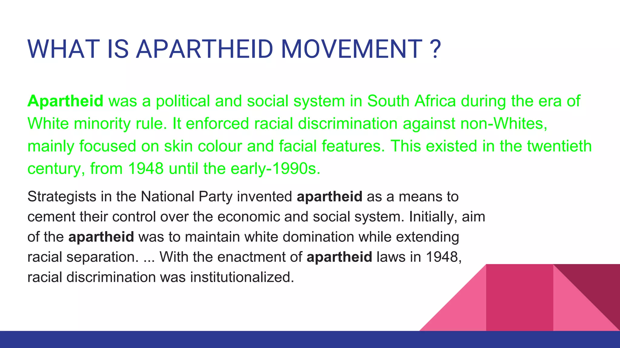 The Apartheid Movement | PPTX