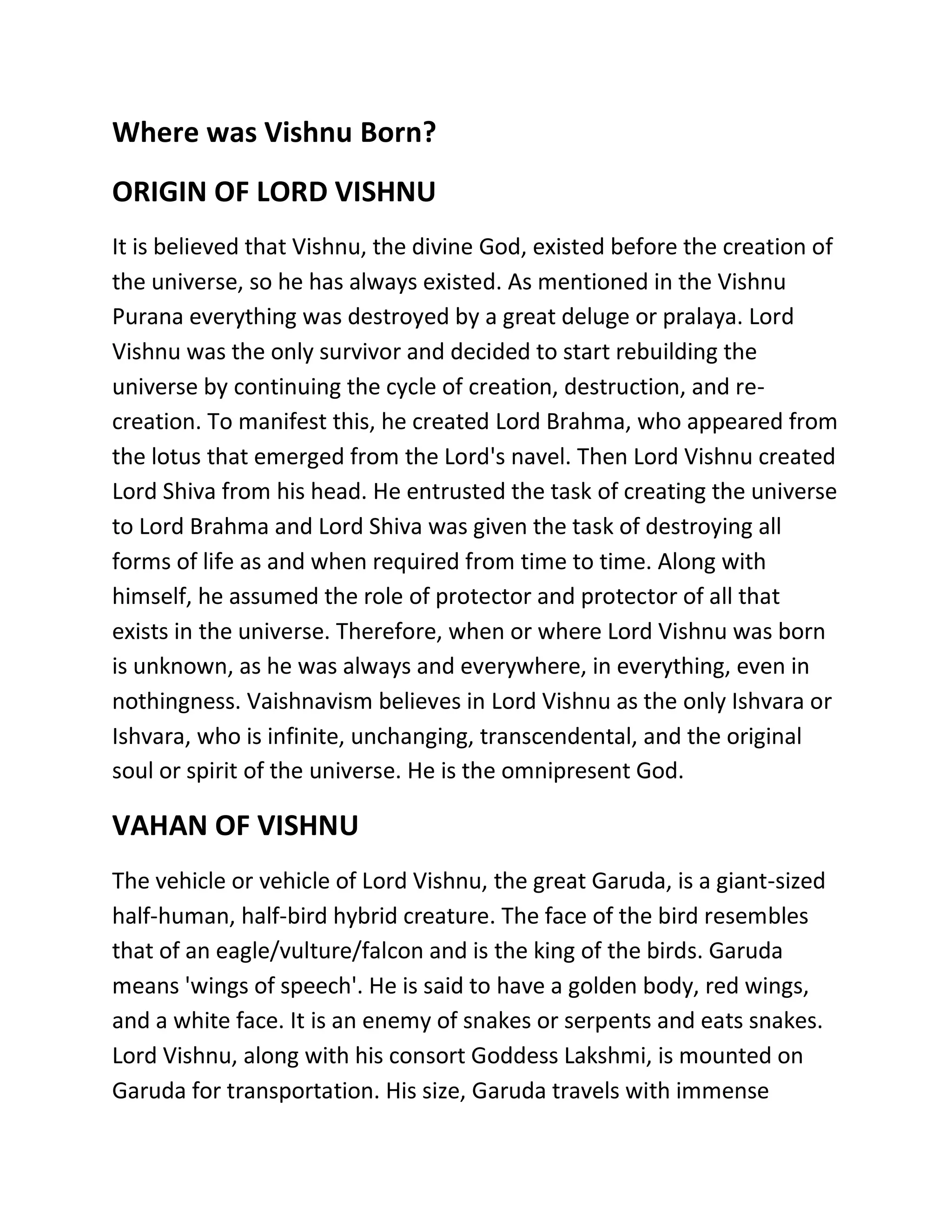 THE APPEARANCE OF LORD VISHNU AND ITS SYMBOLISM. | PDF