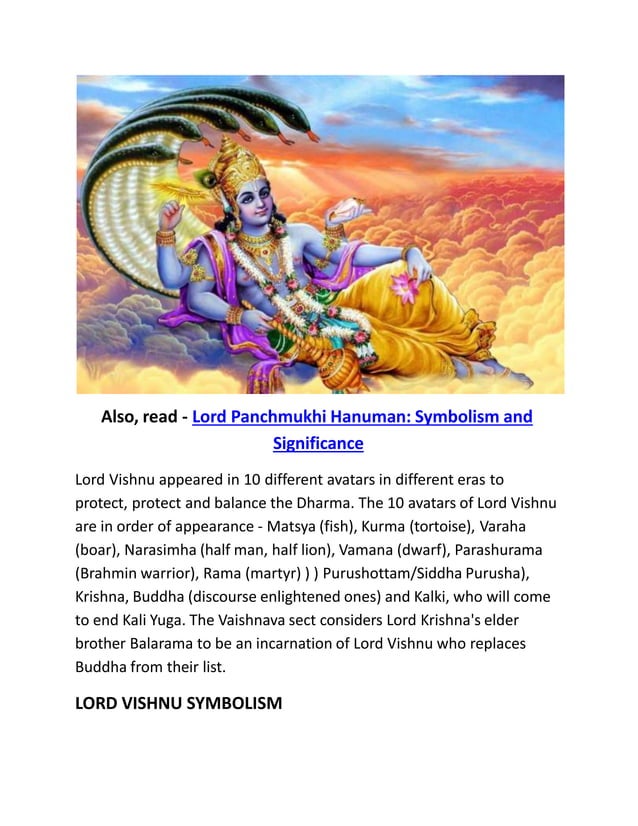 THE APPEARANCE OF LORD VISHNU AND ITS SYMBOLISM. | PPTX | Hinduism ...