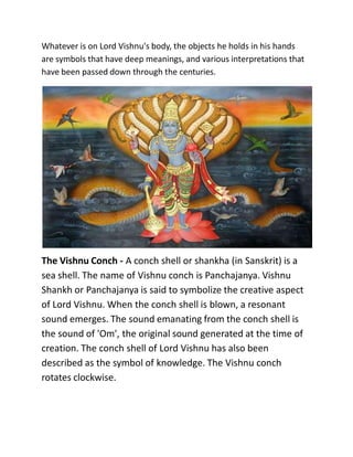 THE APPEARANCE OF LORD VISHNU AND ITS SYMBOLISM. | PPTX