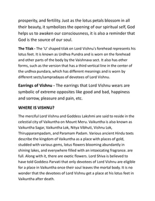 THE APPEARANCE OF LORD VISHNU AND ITS SYMBOLISM. | PPTX