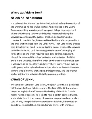 THE APPEARANCE OF LORD VISHNU AND ITS SYMBOLISM. | PPTX